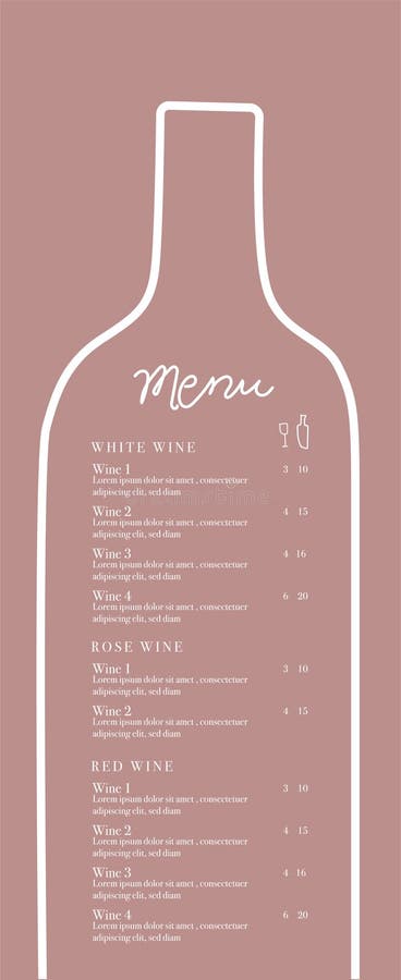 Wine Restaurant Menu Design. Vector Illustration Template of Wine List ...