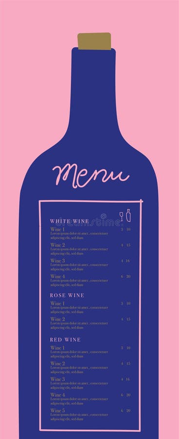 Wine Restaurant Menu Design. Vector Illustration Template of Wine List ...