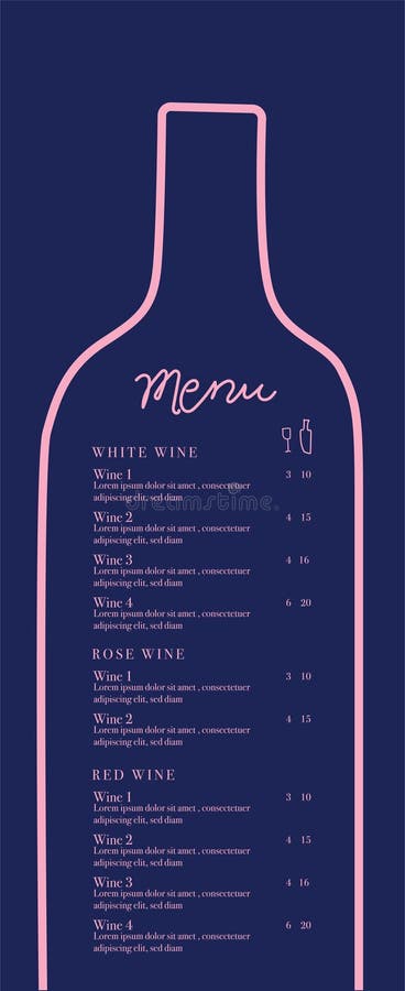 Wine Restaurant Menu Design. Vector Illustration Template of Wine List ...