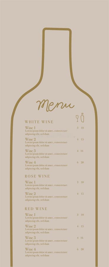 Wine Restaurant Menu Design. Vector Illustration Template of Wine List ...