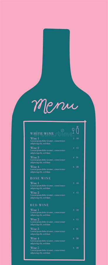 Wine Restaurant Menu Design. Vector Illustration Template of Wine List ...