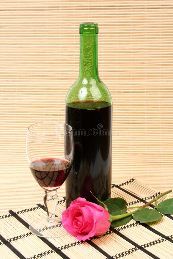 Wine and rose stock image. Image of romanticism, event - 12562375