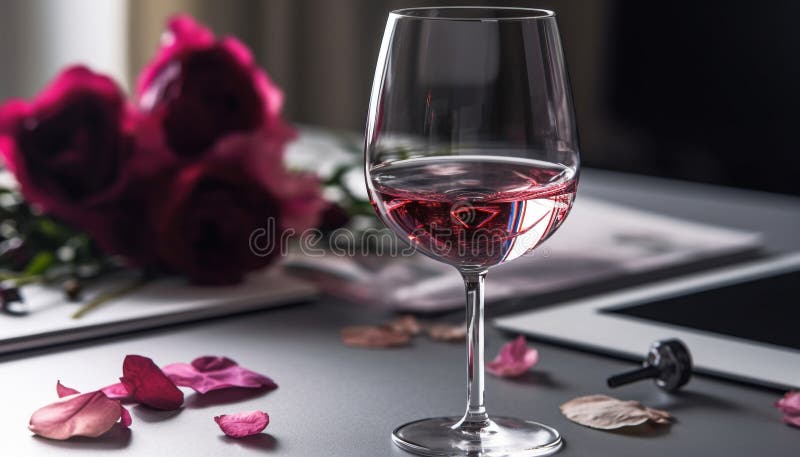 Glass of Wine and Roses Glass of Wine Wine and Roses Stock Illustration ...