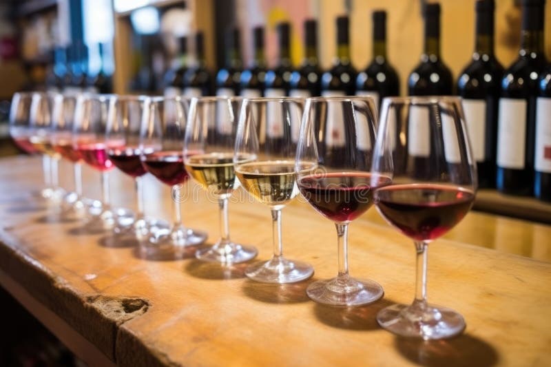 Wine Samples Ready for Tasting in the Shop Stock Image - Image of ...