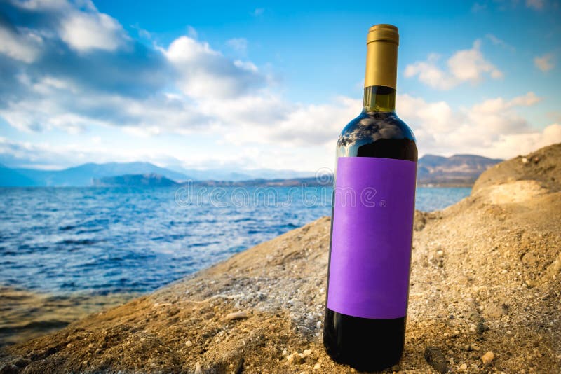 Wine by the Sea stock photo. Image of water, alcohol - 183091300