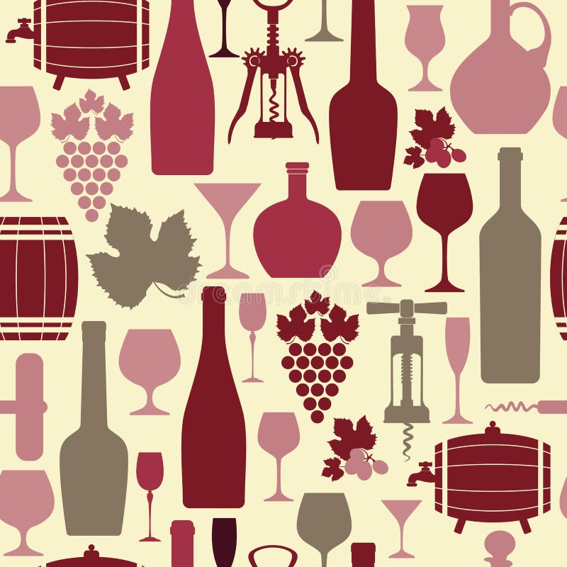 Wine Seamless Pattern with Biootle and Glass. Stock Vector ...