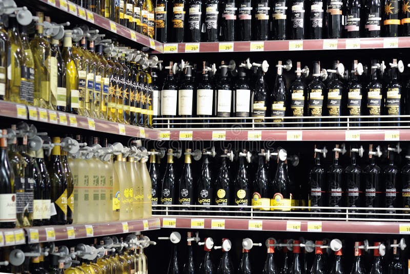 Wine Bottles on Shelf / Shelves Editorial Image - Image of super ...