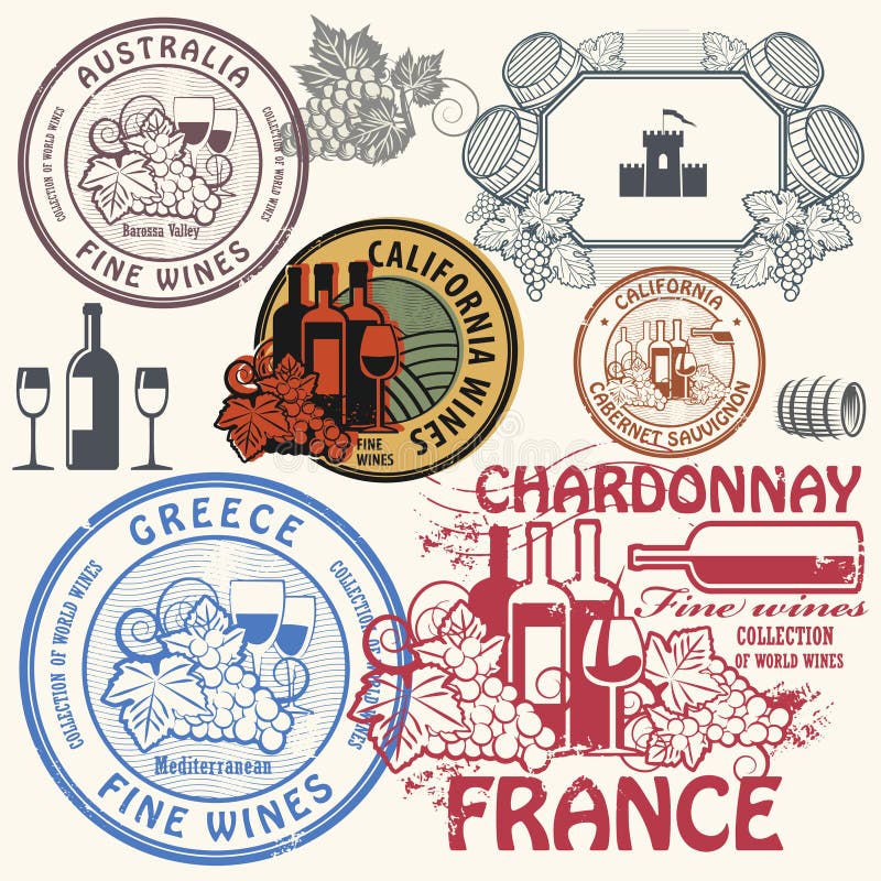 Wine stamps or symbols set stock vector. Illustration of elegance ...