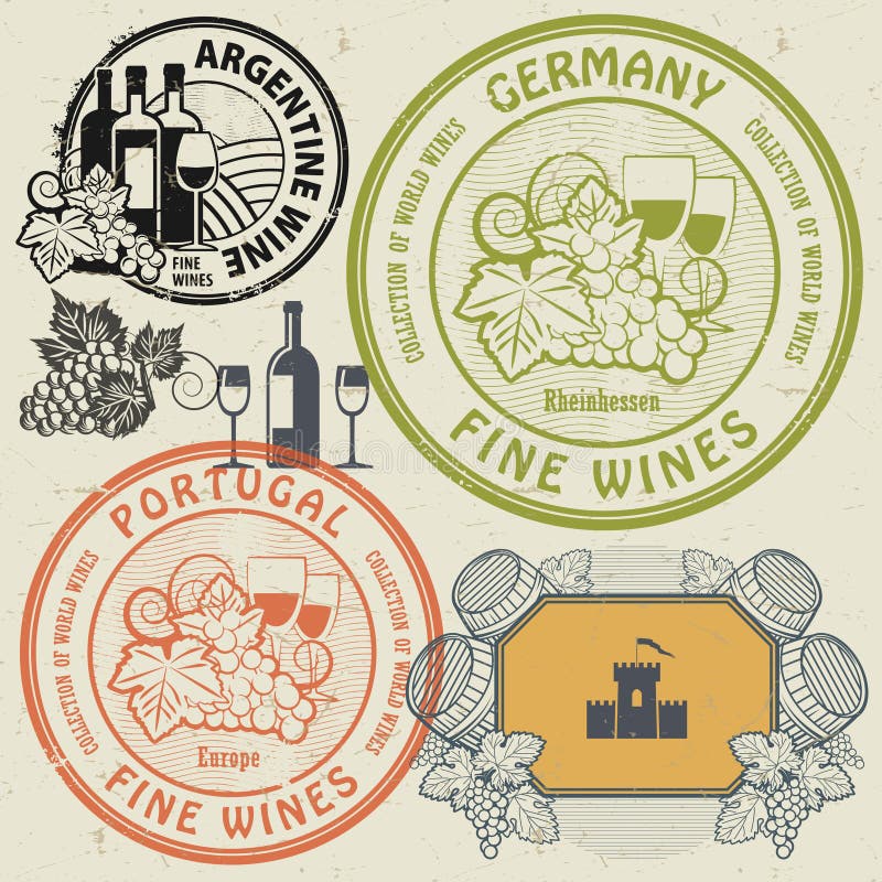 Wine stamps or symbols set stock vector. Illustration of list - 83580717