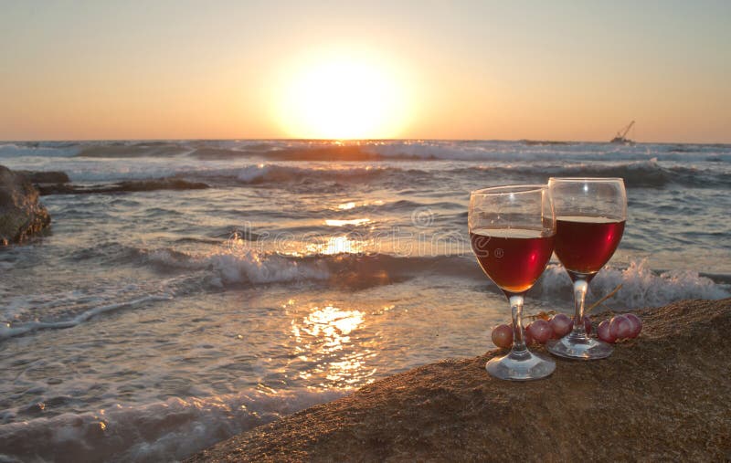 The Wine at the Sunset stock photo. Image of glass, wine - 32648140