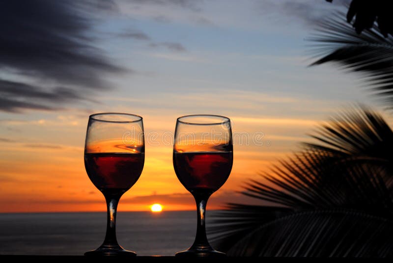 Wine and Sunsets stock photo. Image of frond, beverage - 19781468