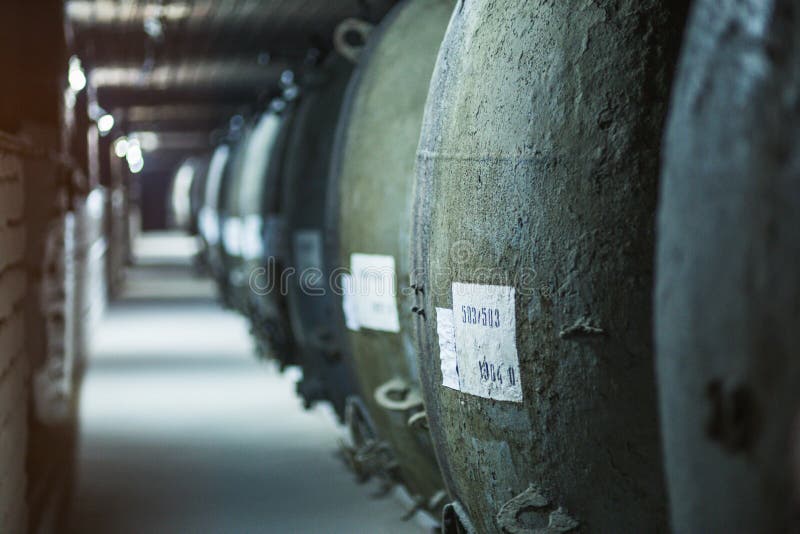 Wine tanks in empty cellar stock image. Image of fermentation - 158962157
