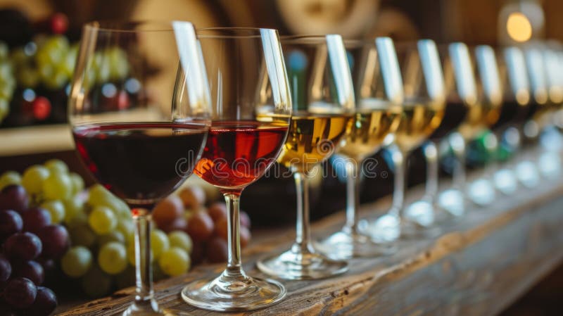 A Wine-tasting Event, Showcasing a Flight of Wines with Tasting Notes ...