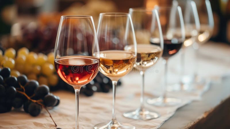 A Wine-tasting Event, Showcasing a Flight of Wines with Tasting Notes ...