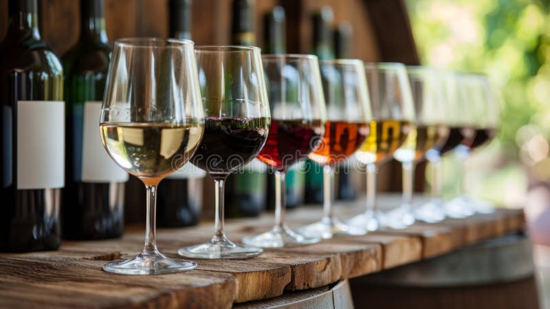 A Wine-tasting Event, Showcasing a Flight of Wines with Tasting Notes ...