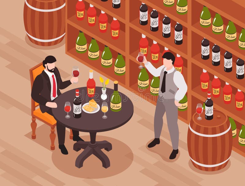 Wine Tasting Isometric Composition Stock Vector - Illustration of ...
