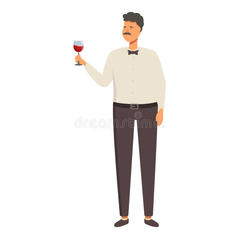 Wine Tester Icon Cartoon Vector. Man Take a Red Wine Glass Stock Vector ...