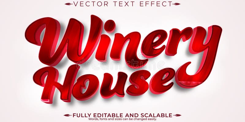 Wine Text Effect, Editable Restaurant and Red Text Style Stock Vector ...