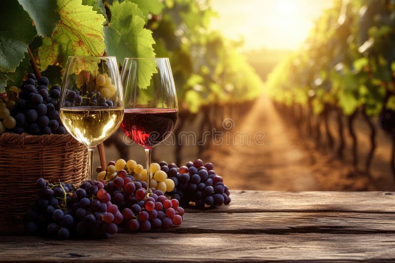 The Wine Trend Features Elegant Grape Clusters with Wine Glasses and ...