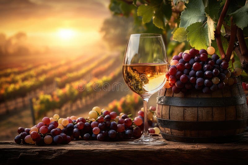 The Wine Trend Features Elegant Grape Clusters with Wine Glasses and ...