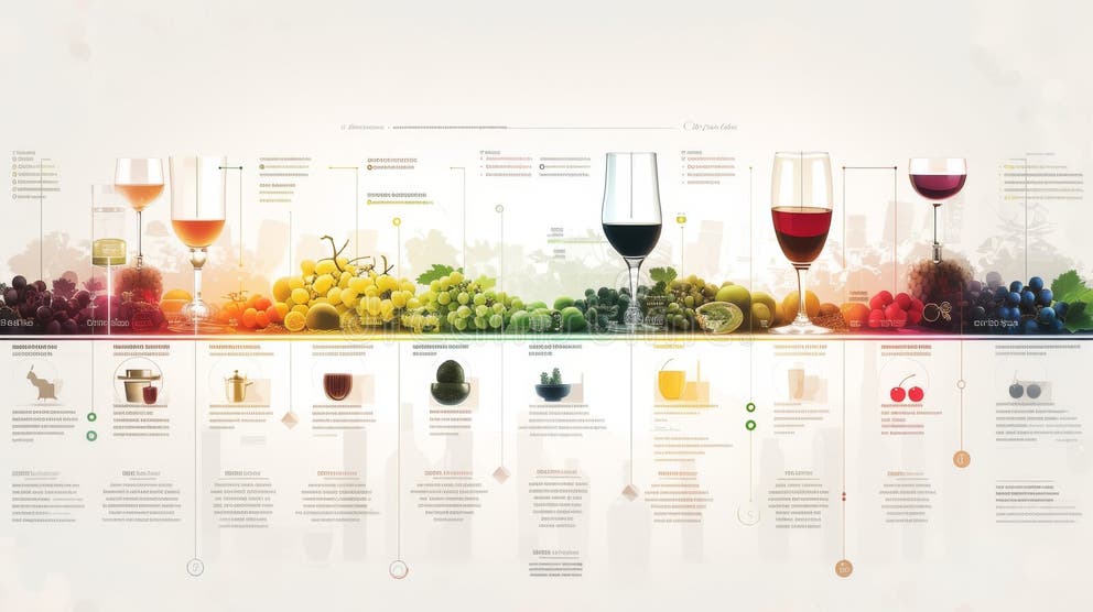 Wine Varieties Infographic with Grapes and Tasting Notes Stock Image ...