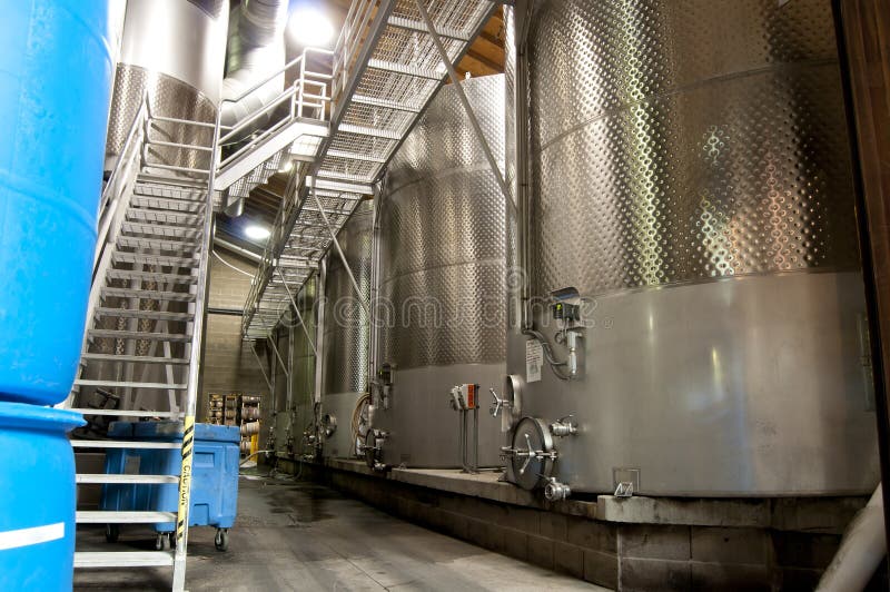 Wine fermentation vats stock image. Image of machinery - 3550021