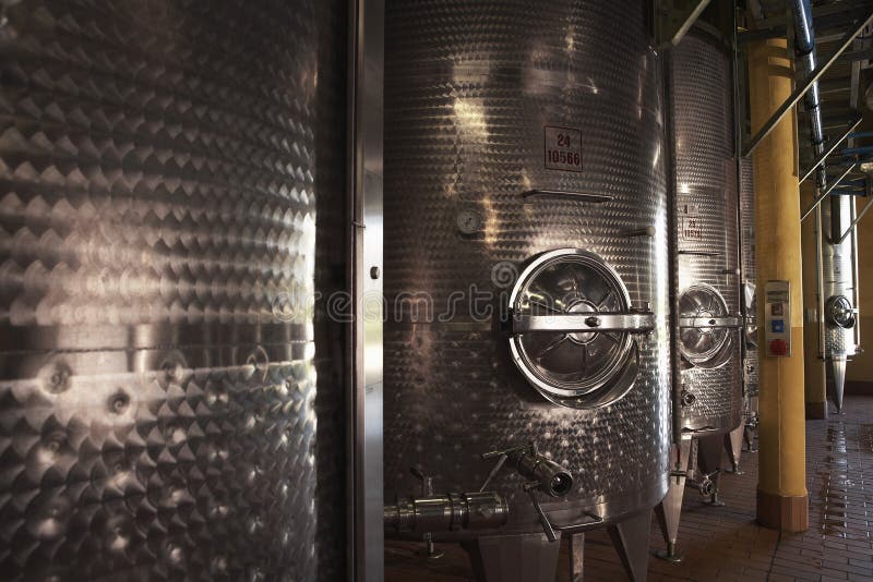 Wine Vats Inside the Winery Stock Photo - Image of container, making ...