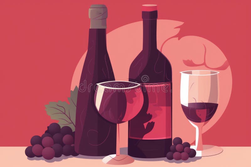 Wine Vector Graphic Drawing Design. Generative Ai Stock Illustration ...