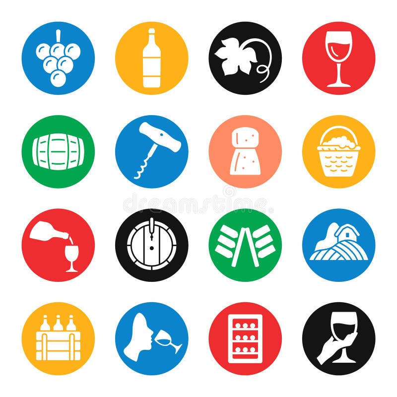 Wine Vector Icon Set. Trendy Coloured Modern Icons. Stock Vector ...
