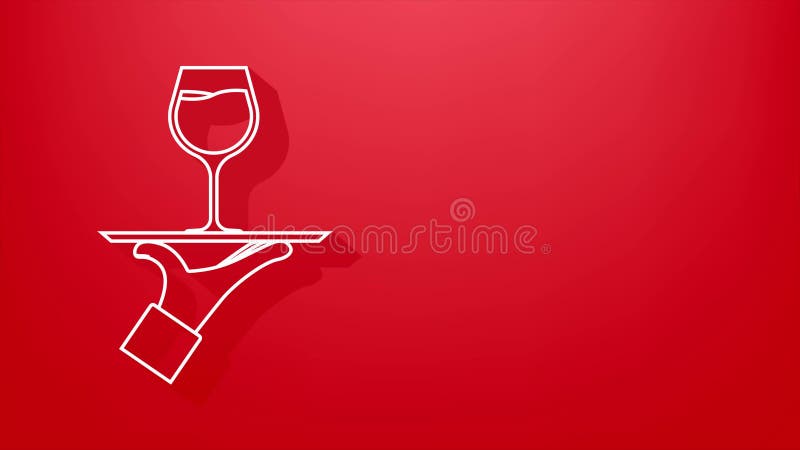 Wine Waiter in Shadow Style on Red Background. Motion Graphic Stock ...