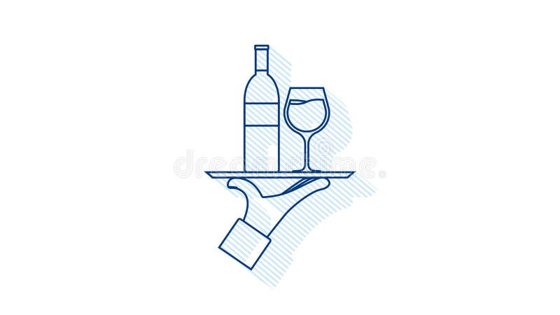 Wine Waiter in Shadow Style on Red Background. Motion Graphic Stock ...