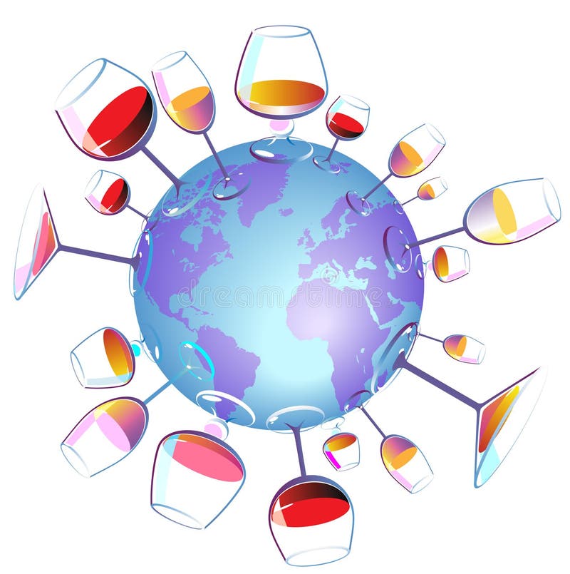 Wine World isolated stock vector. Illustration of continents - 11437413