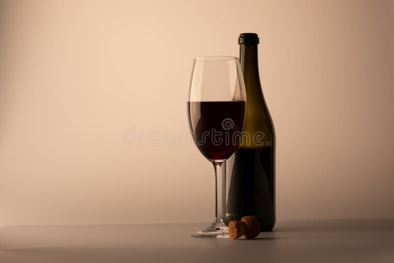 Wineglass Red Wine Black Bottle Stock Image - Image of liquid ...