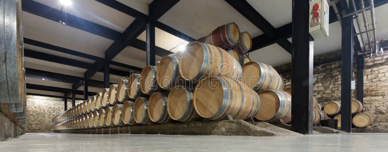 Winery with Many Wooden Barrels Stock Image - Image of fashioned ...