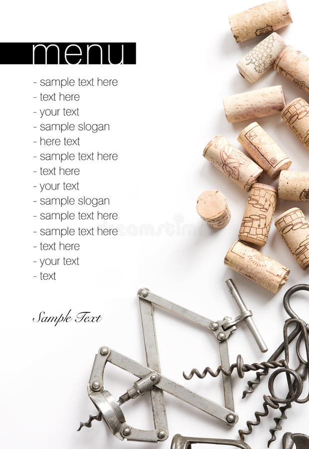 Winery menu project stock photo. Image of white, text - 10829688