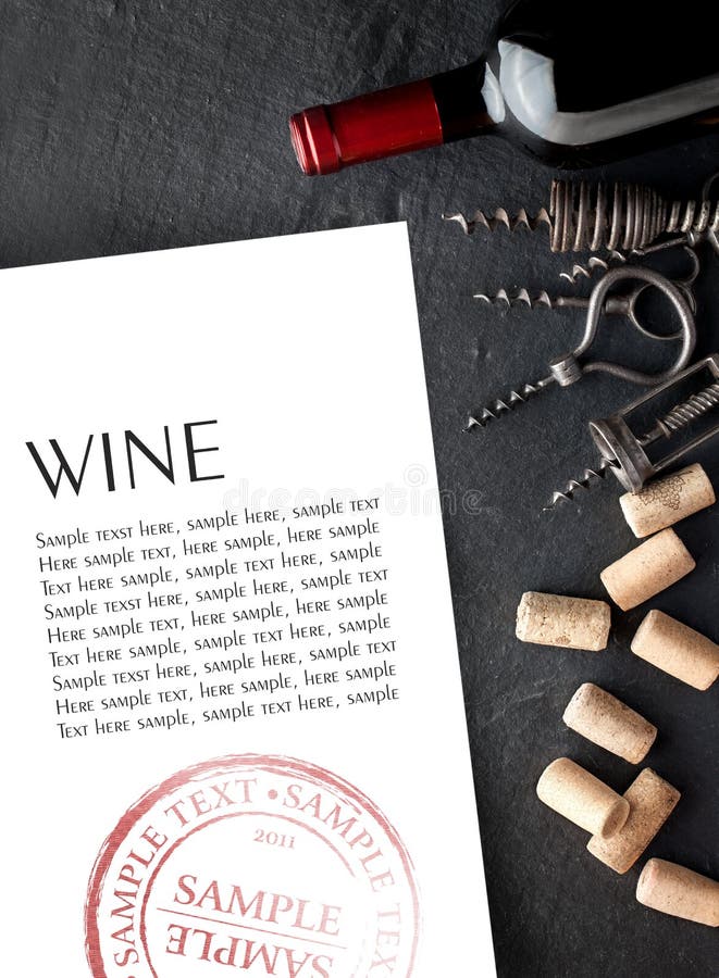 Winery menu project stock photo. Image of white, text - 10829688