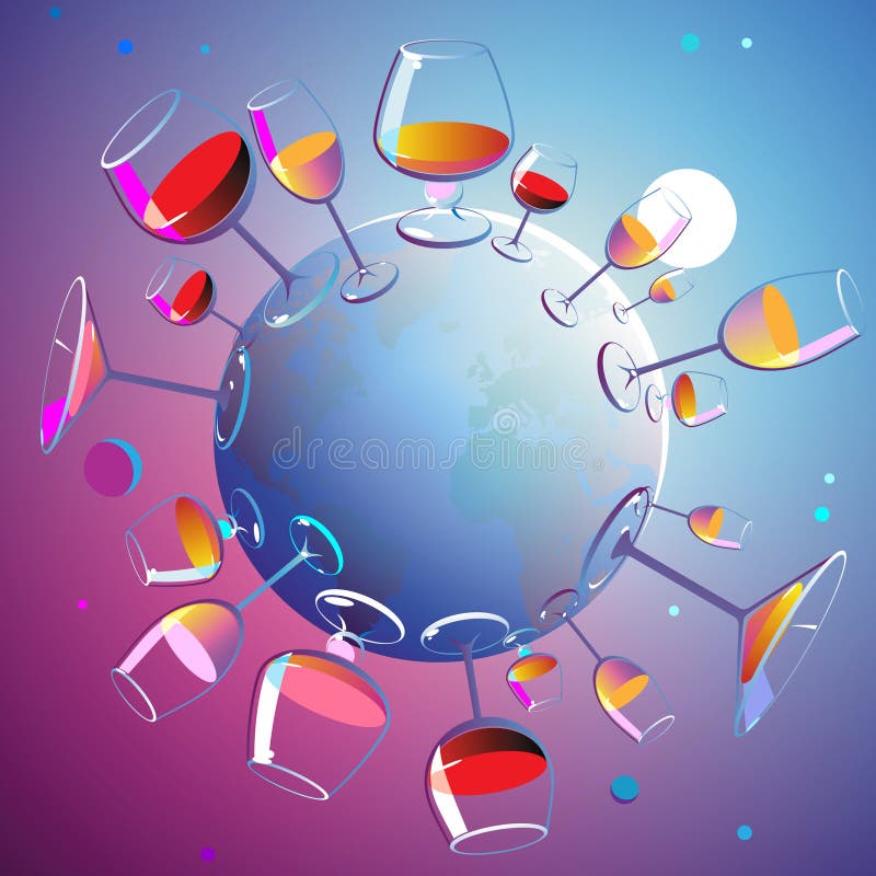 Wine World isolated stock vector. Illustration of continents - 11437413