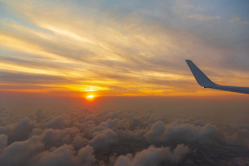 Pretty Sunset Sky With Plane