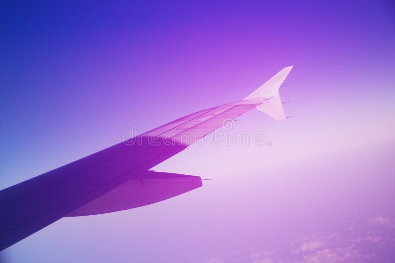 Wing Aircraft in Altitude during Flight Stock Image - Image of horizon ...