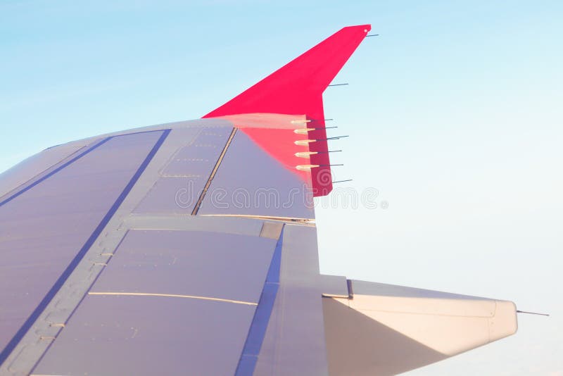 Wing of an Airplane in Flight Stock Image - Image of international ...