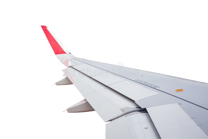 Wing of Airplane Flying on White Background Stock Image - Image of ...
