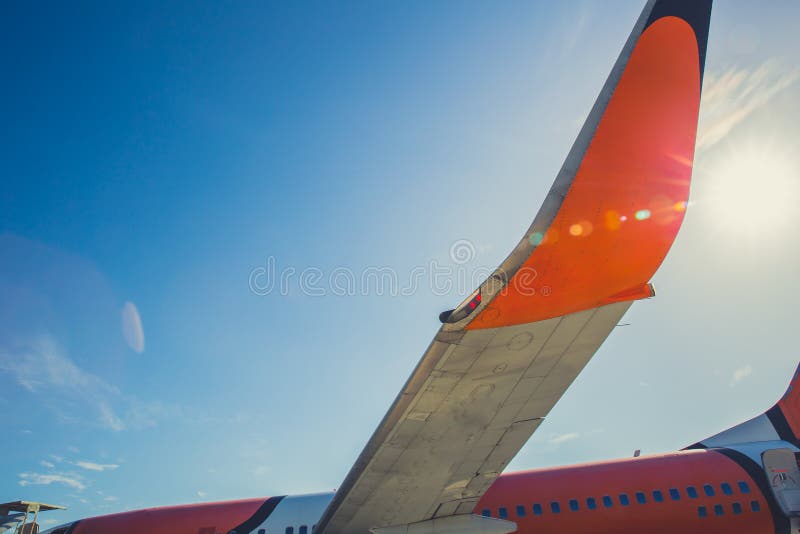 Wing of Airplane, Technology of Flying Vintage Color Stock Image ...