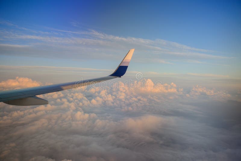 Wing of Airplane from Window Stock Image - Image of cloud, atmosphere ...
