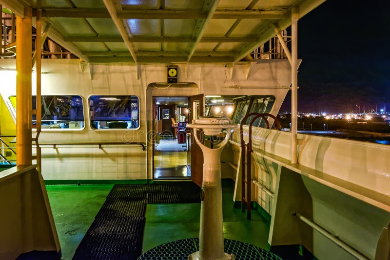 Wing Bridge Deck of a Freighter Ship Stock Image - Image of marine ...