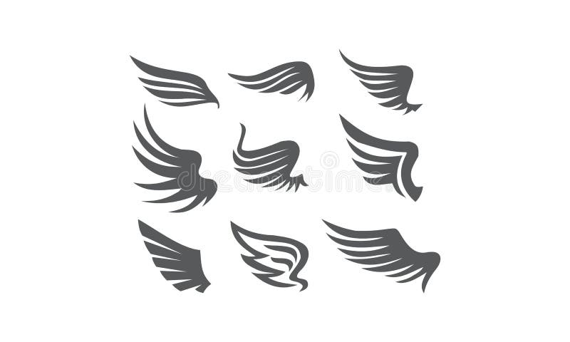 Wing set 9 collection stock vector. Illustration of heraldic - 99469017