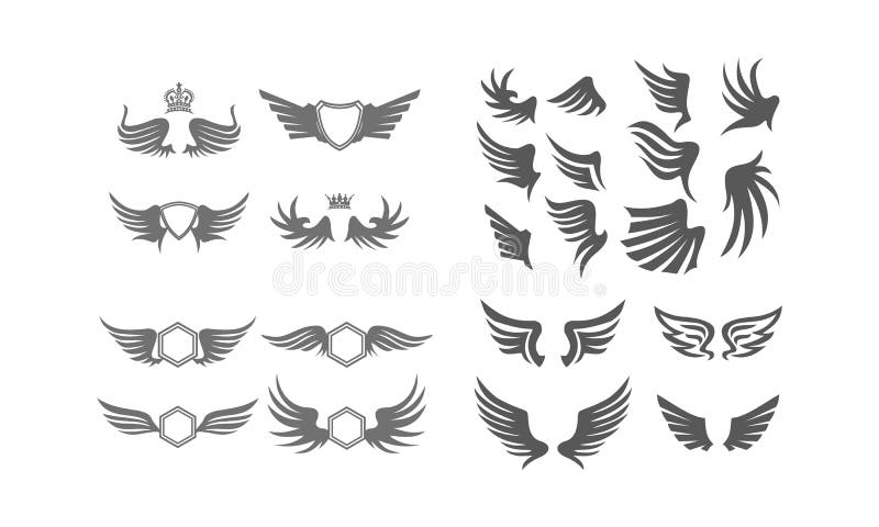 Wing Collection Template Set Stock Vector - Illustration of medieval ...