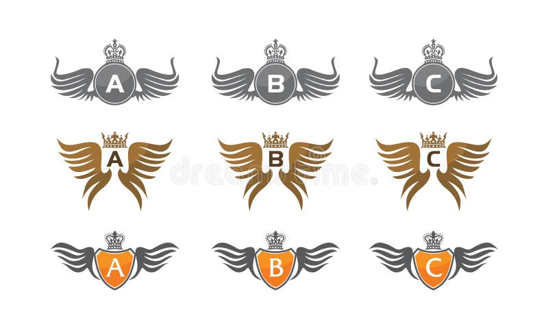 Wing Crown Design Template Set Stock Vector - Illustration of isolated ...