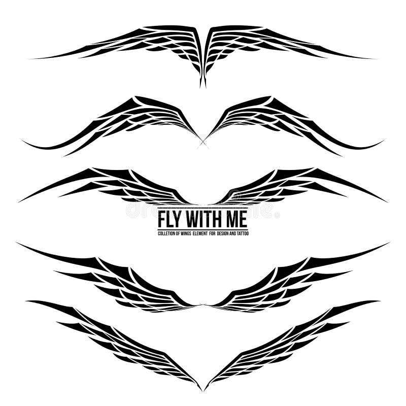 Set of Wing Emblem Element for Design Stock Vector - Illustration of ...
