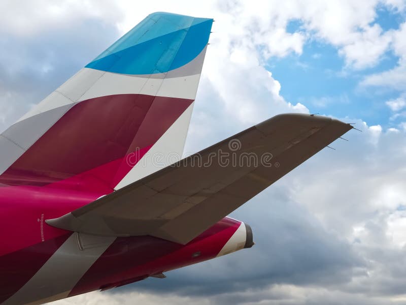 Wing of an Eurowings Airplane at an Airport Editorial Stock Photo ...