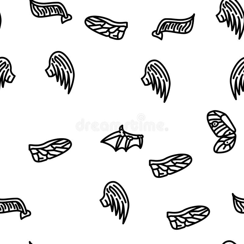 Wing Fly Animal, Bird and Insect Vector Seamless Pattern Stock ...